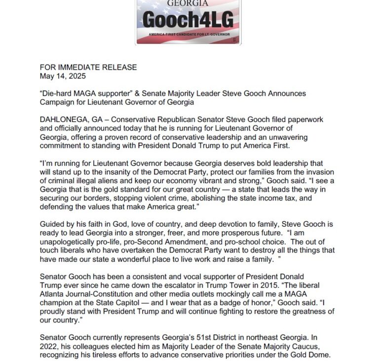 Candidate Alert: Gooch Announces Run For LG – Peach Pundit™